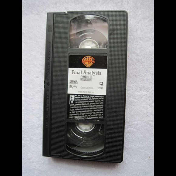 Warner Bros. | Media | Final Analysis Wb No Box Case Vhs Cassette Tape ...
